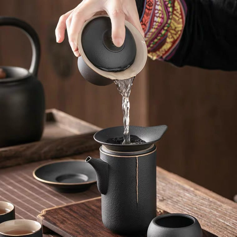 Japanese Style Tea Set, Black Pottery Tea Set, 9 PCs Included – TrueTeaLife