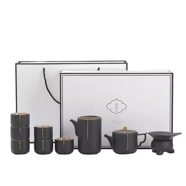 Japanese Style Tea Set, Black Pottery Tea Set, 9 PCs Included – TrueTeaLife